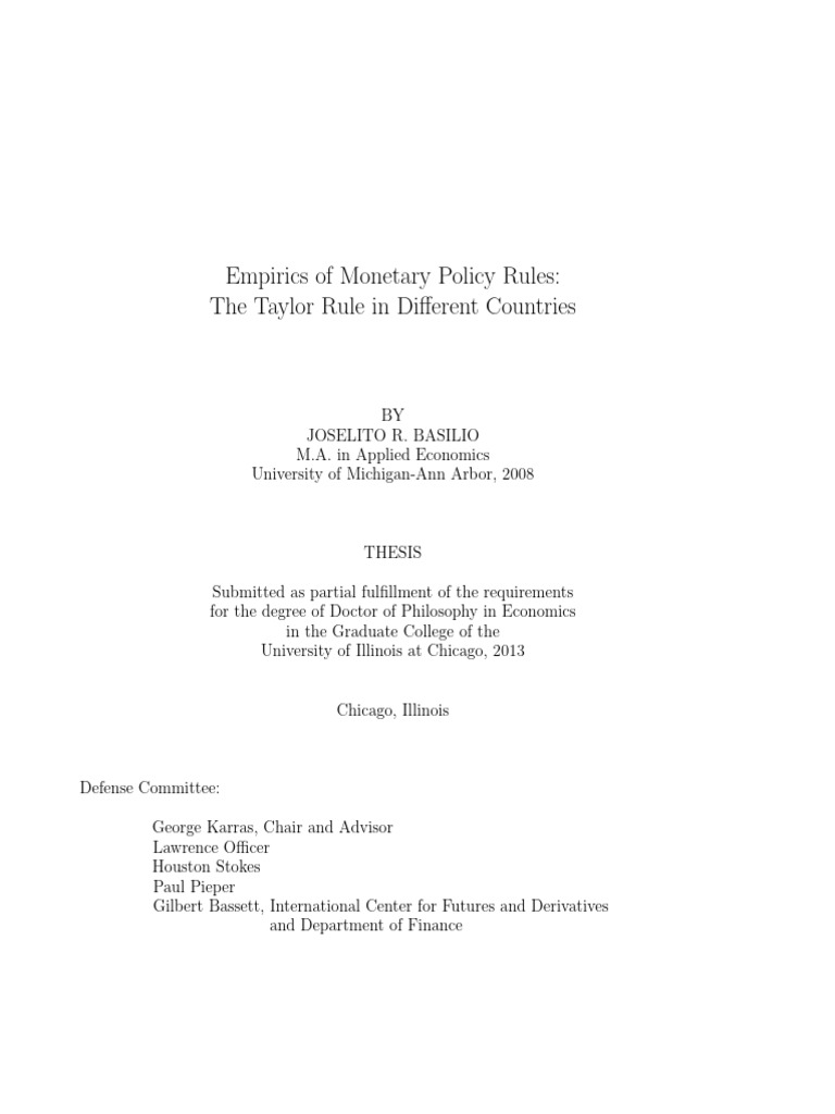 Taylor Rule in Global Monetary Policy | PDF | Taylor Rule | Monetary Policy