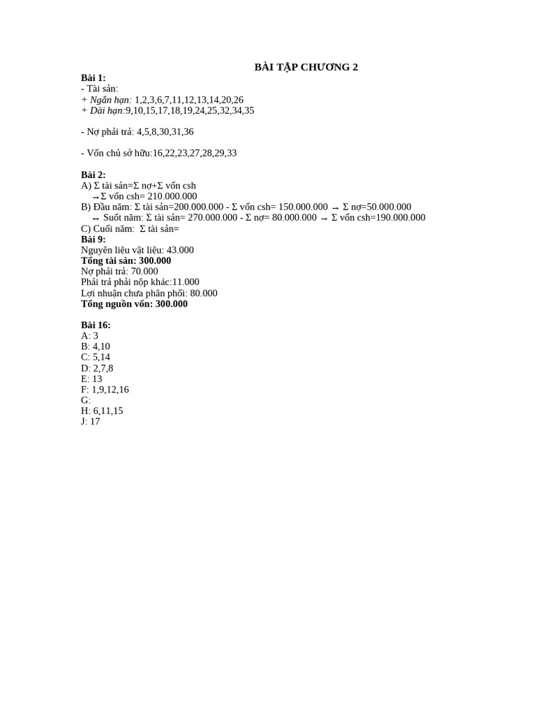 Bài Tập Chương 2 Nlkt | PDF