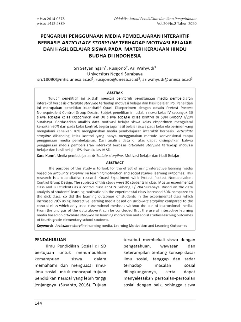 Tampilan Pengaruh Penggunaan Media Pembelajaran Interaktif Berbasis Articulate Storyline ...