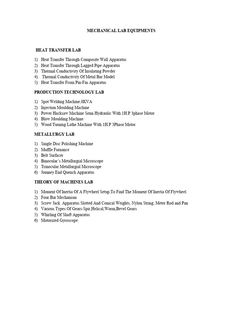 Mechanical Lab Equipments | PDF