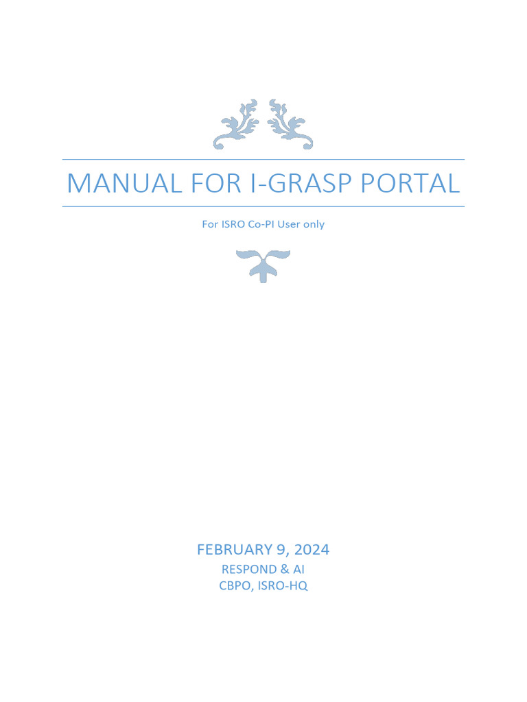 I-Grasp Portal Manual for ISRO Co-PI | PDF | Login | Software