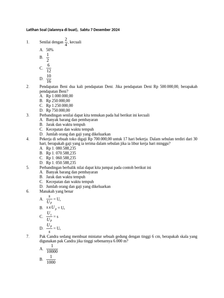 Latihan Soal Matematika Ekskul | PDF