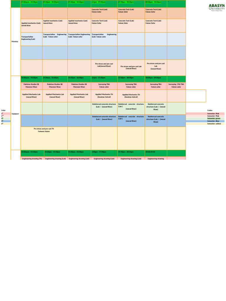 Updated Time Table CET - Spring 2025 7-2-25 | PDF | Composite Material ...