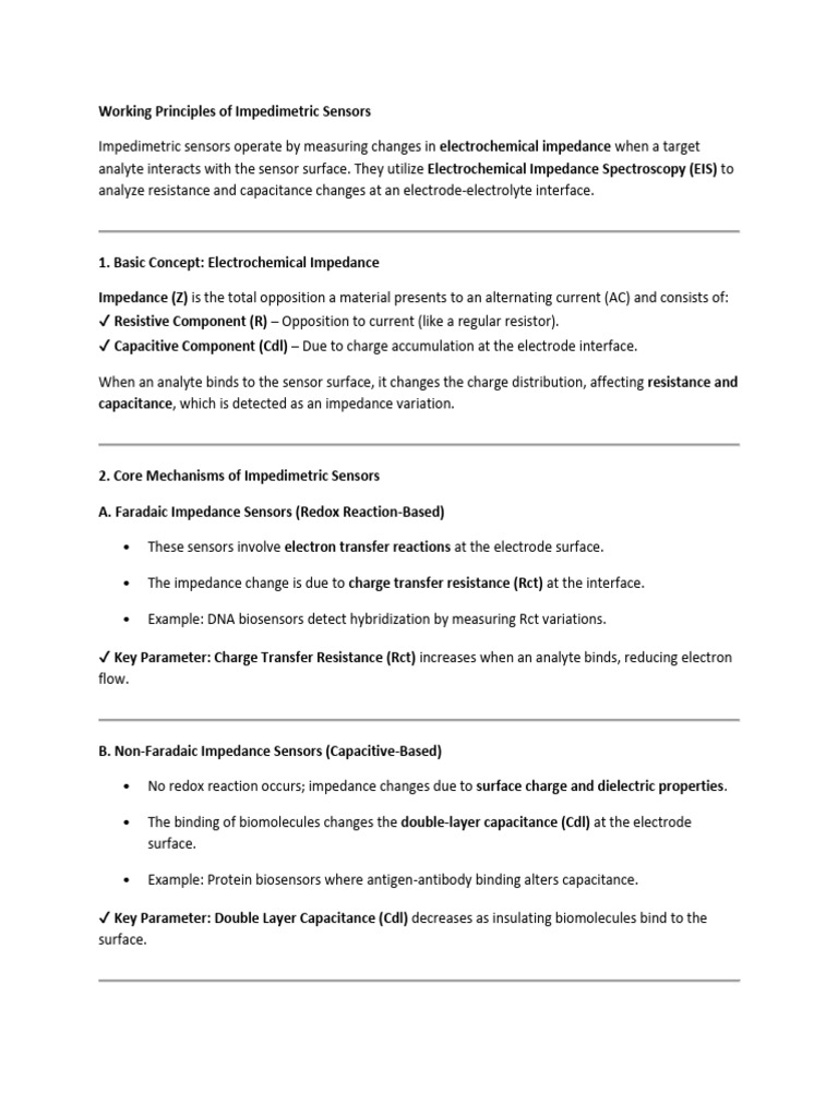 Impedimetric Sensors - Principles | PDF | Electrical Impedance | Sensor
