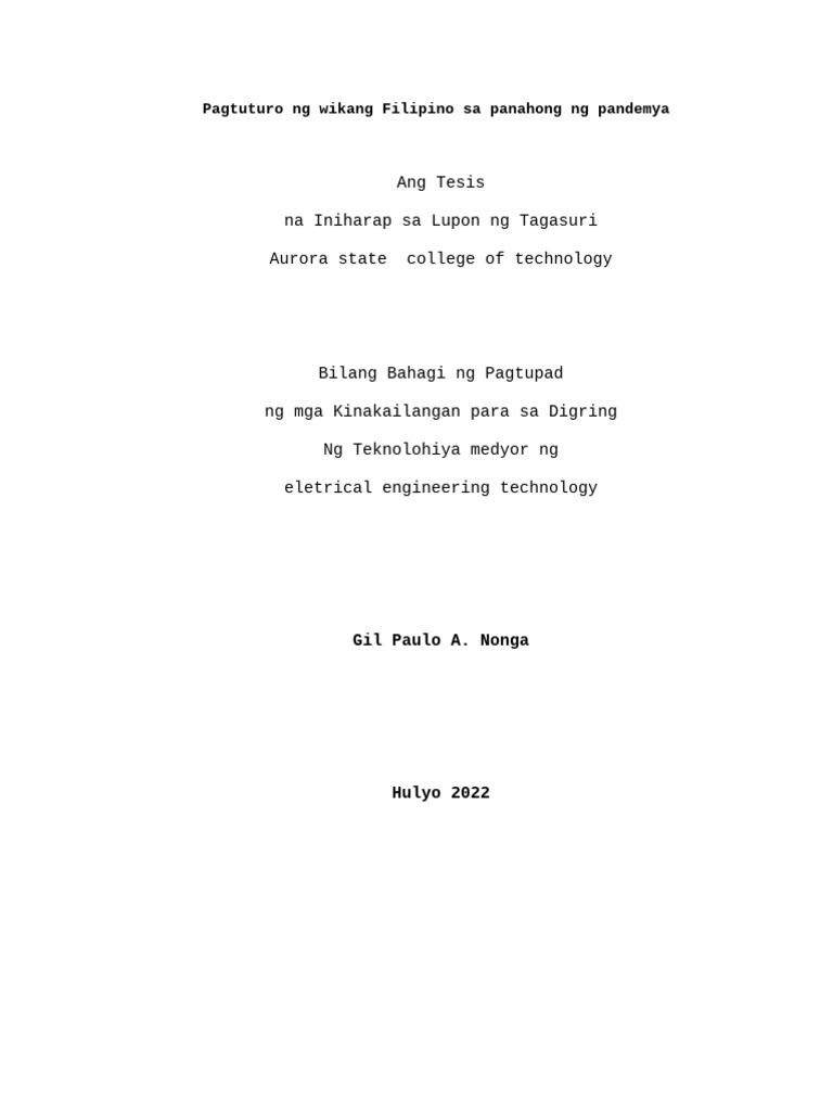 Reaserch Paper Sa Filipino | PDF