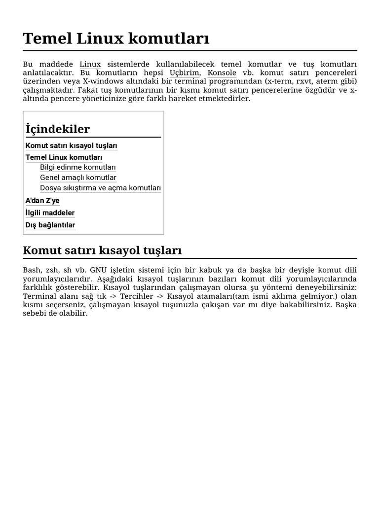 Temel Linux komutları - Ubuntu Türkiye Wiki | PDF