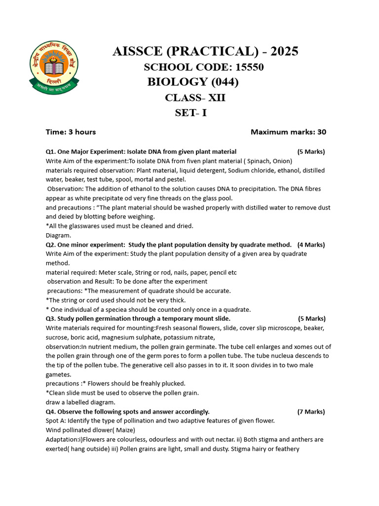 bio prac set 1 | PDF | Flowers | Pollination
