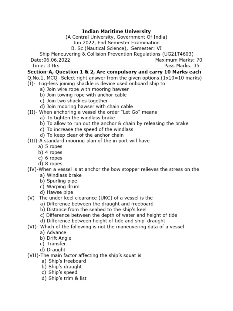 UG21T4603 Ship Maneuvering Collision Prevention Regulations June 2022 ...