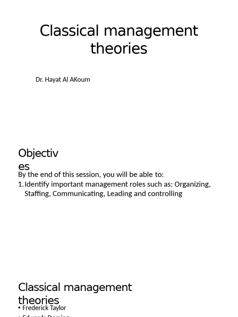 Classical Management Theories | PDF | Behavioural Sciences | Scientific ...