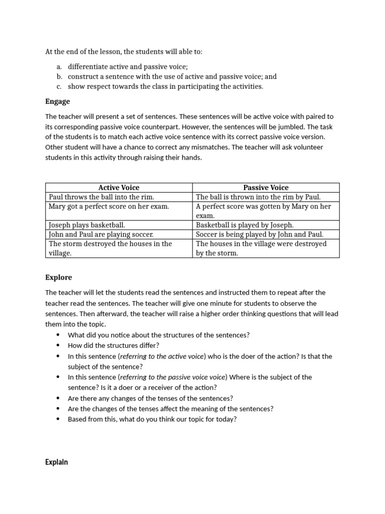 Active and Passive Voice | PDF | Verb | Grammatical Tense