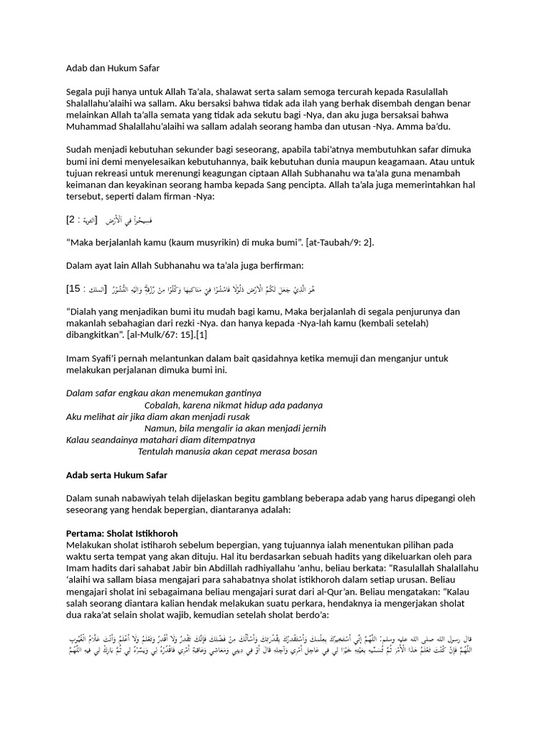 Adab dan Hukum Safar | PDF