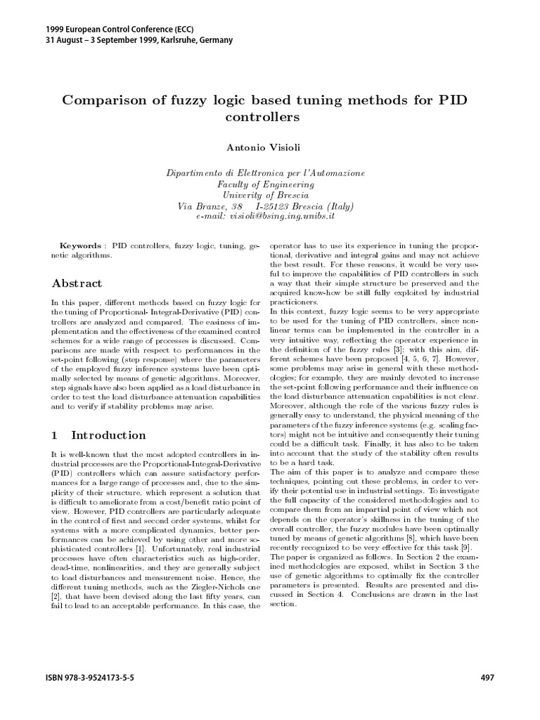 Comparison_of_fuzzy_logic_based_tuning_methods_for_PID_controllers | PDF | Fuzzy Logic | Control ...
