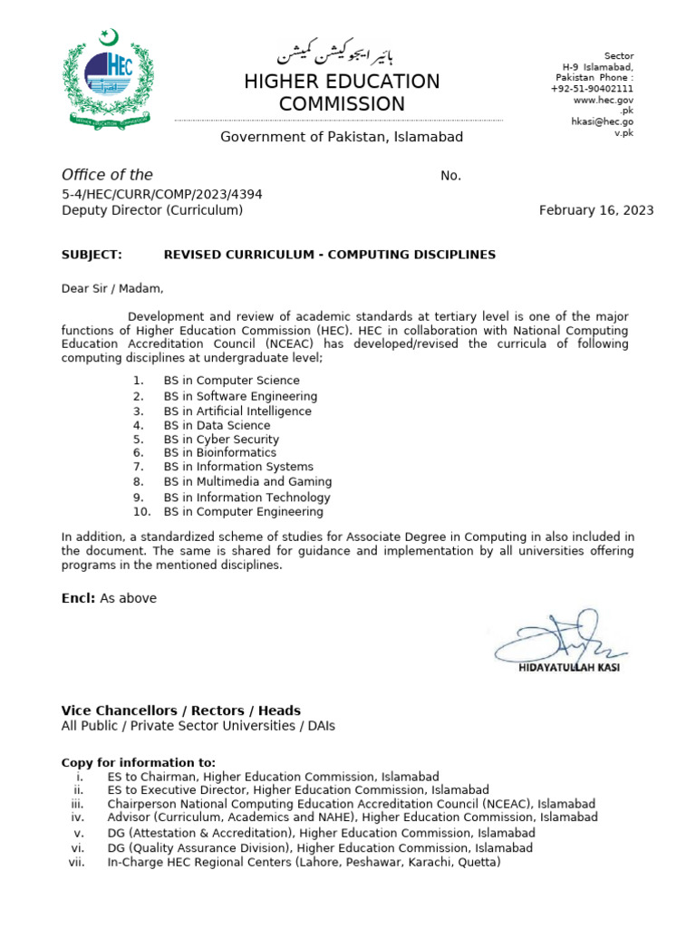 BS Curriculm Computing Disciplines-2023 | PDF | Curriculum | Computing