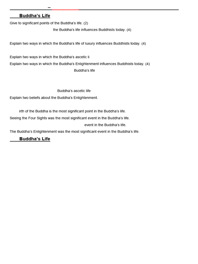 Exam Style Questions Buddhism | PDF | Four Noble Truths | Noble ...