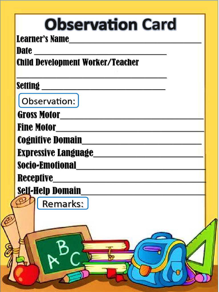 Child Development Observation Card | PDF