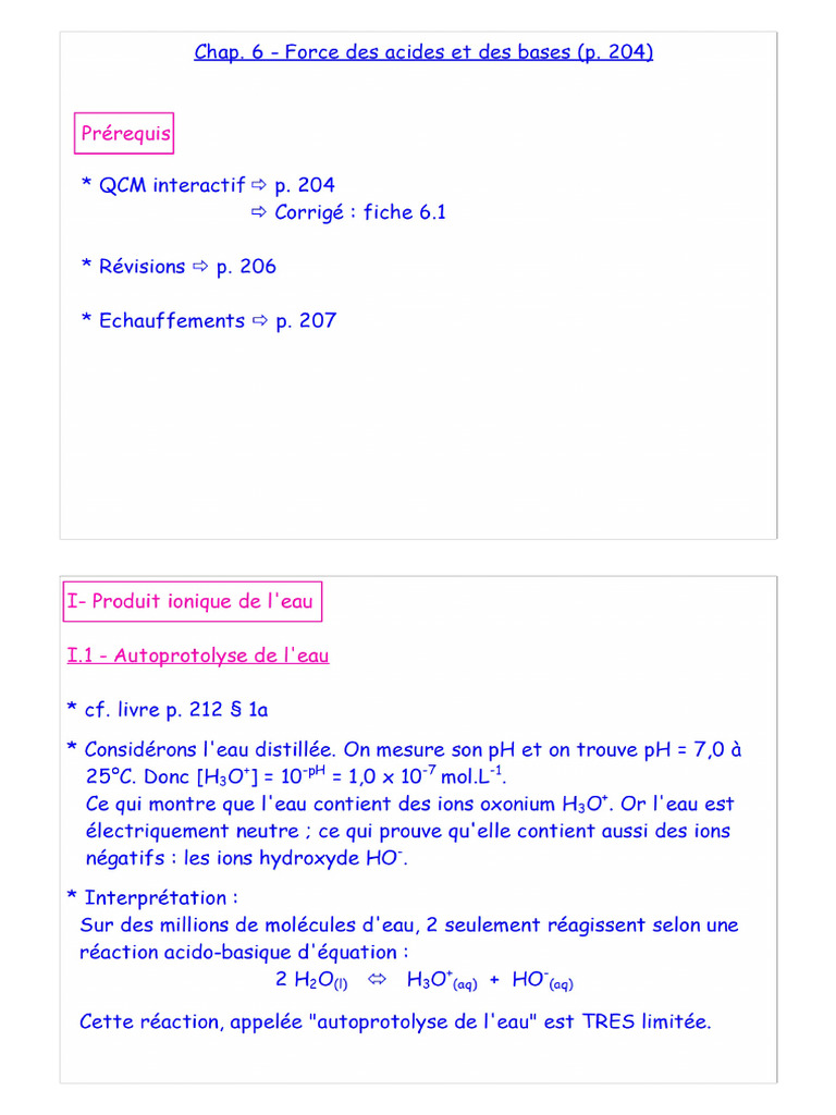 01 - Notes de Cours - Force Des Acides Et Des Bases - A Imprimer ...