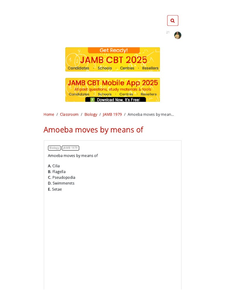 Amoeba Moves by Means of - Myschool | PDF | Protozoa | Cell Biology