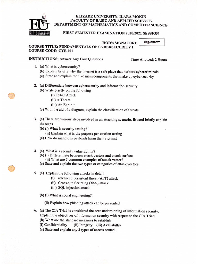 CYB 201 - Questions | PDF