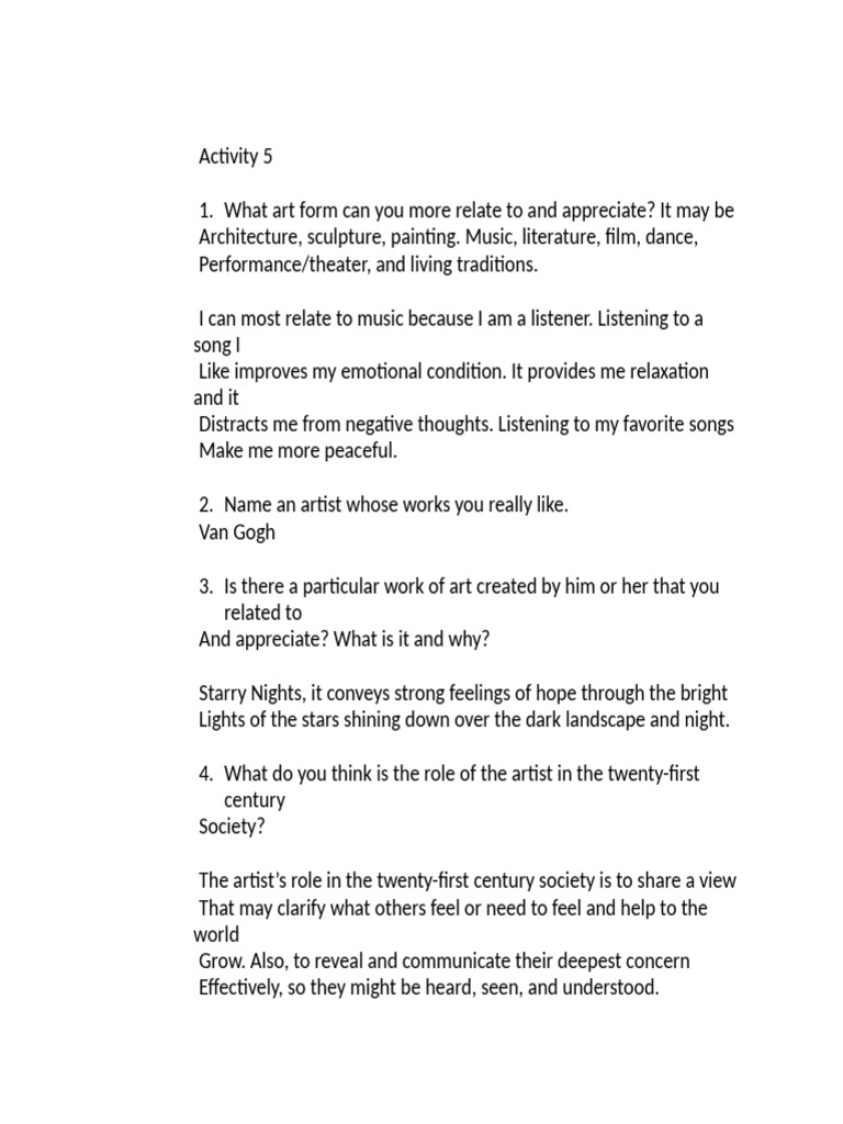 Document (3) (17) Activity 5 Appreciation Arts | PDF | Vincent Van Gogh ...