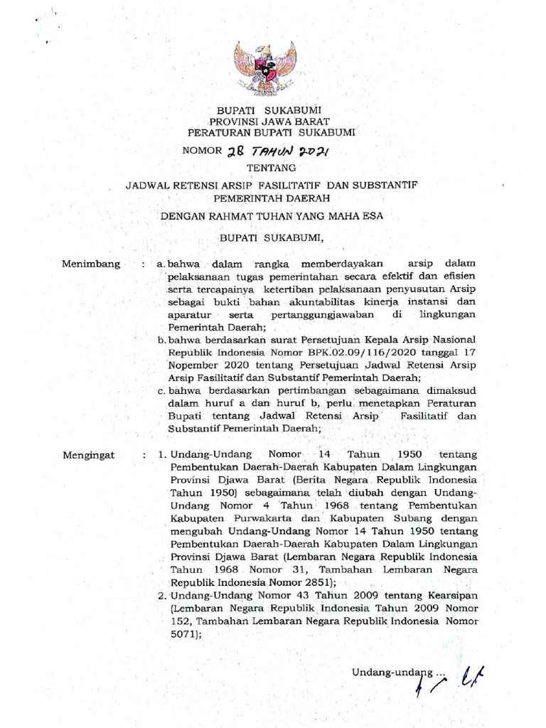 Perbup 28 Tahun 2021 Tentang Jra Fasilitatif | PDF