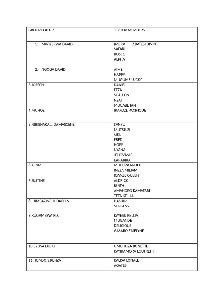 Group Member List and Guidelines | PDF