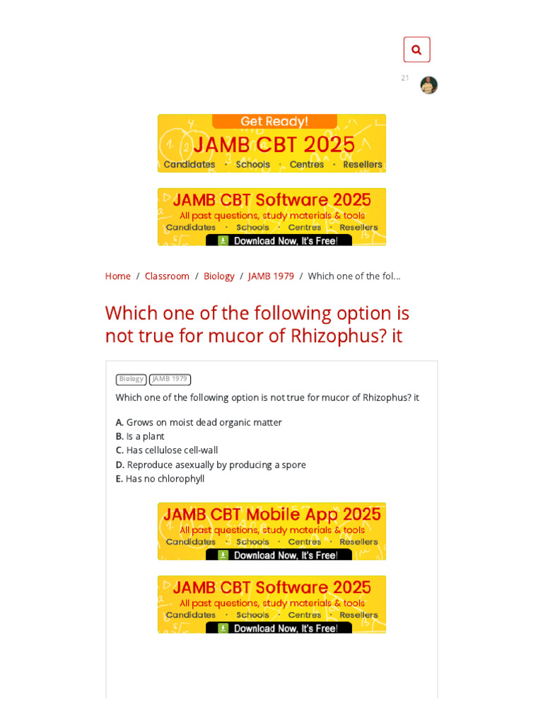Which One of The Following Option Is Not True For Mucor of Rhizophus ...
