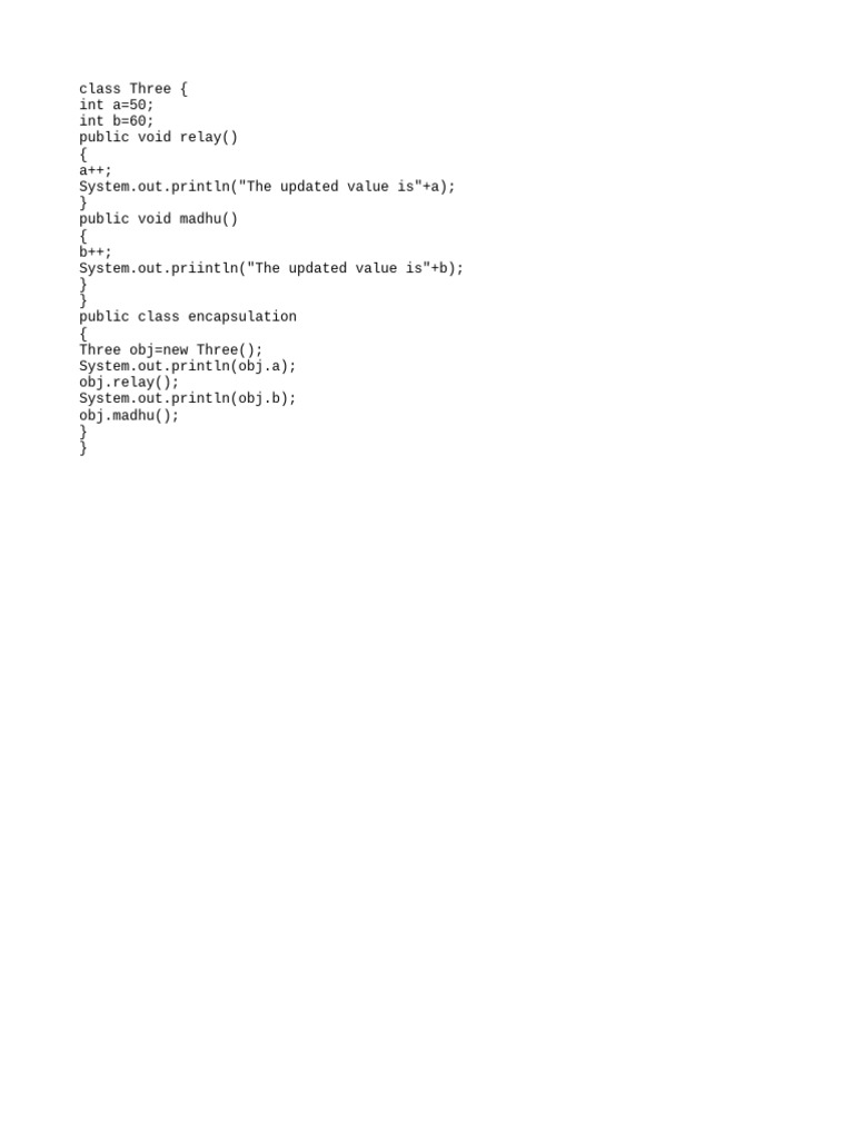 Java Class Example with Encapsulation | PDF
