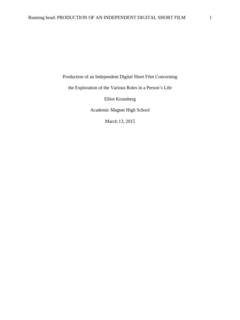 Production of An Independent Digital Sho | PDF | Screenplay | Filmmaking