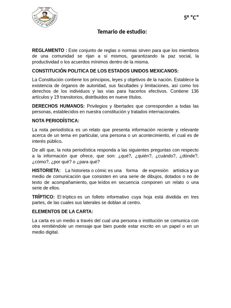 Temario Primer Trimestre 5 C | PDF | Biodiversidad | Comunidad