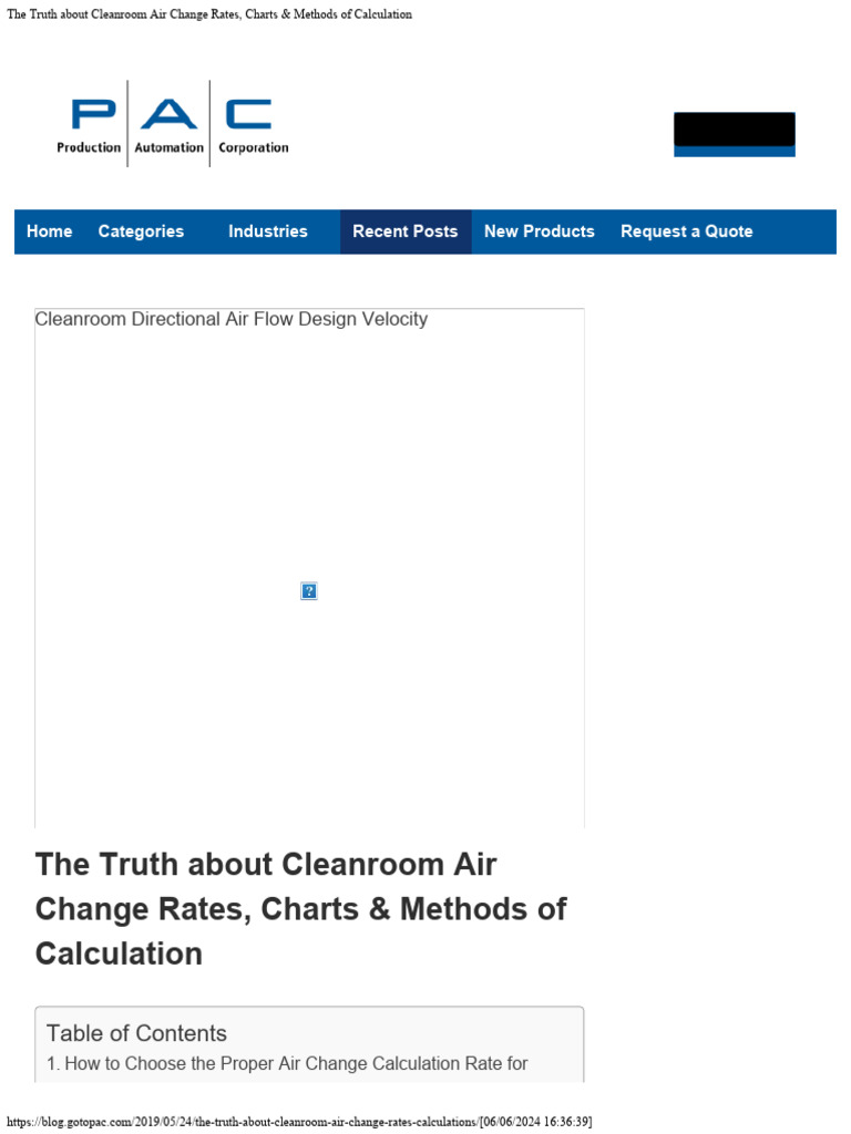 The Truth About Cleanroom Air Change Rates, Charts Methods of ...