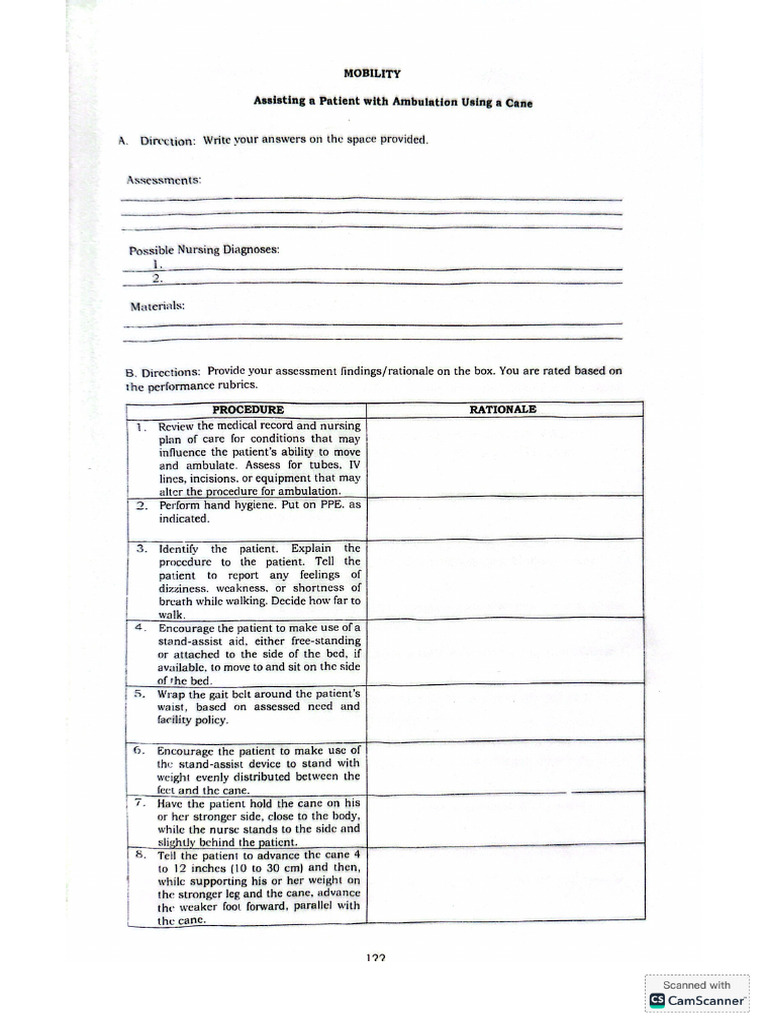 Assisting Patient Using A Cane | PDF