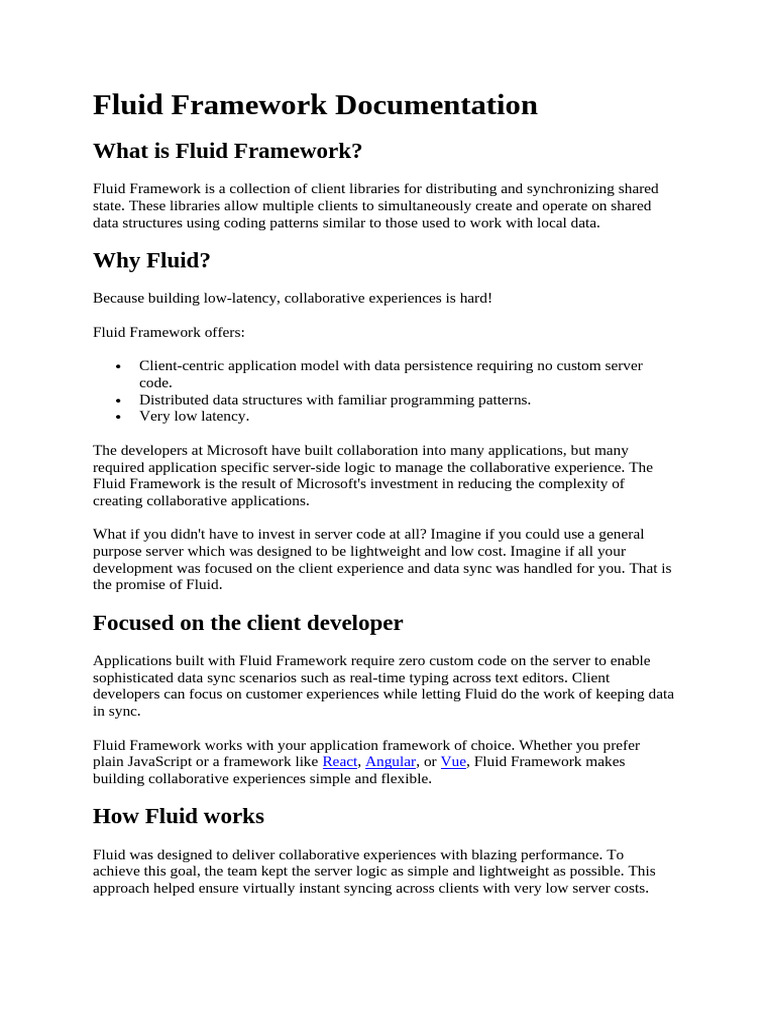 Fluid Framework Documentation | PDF | Software Framework | Server (Computing)