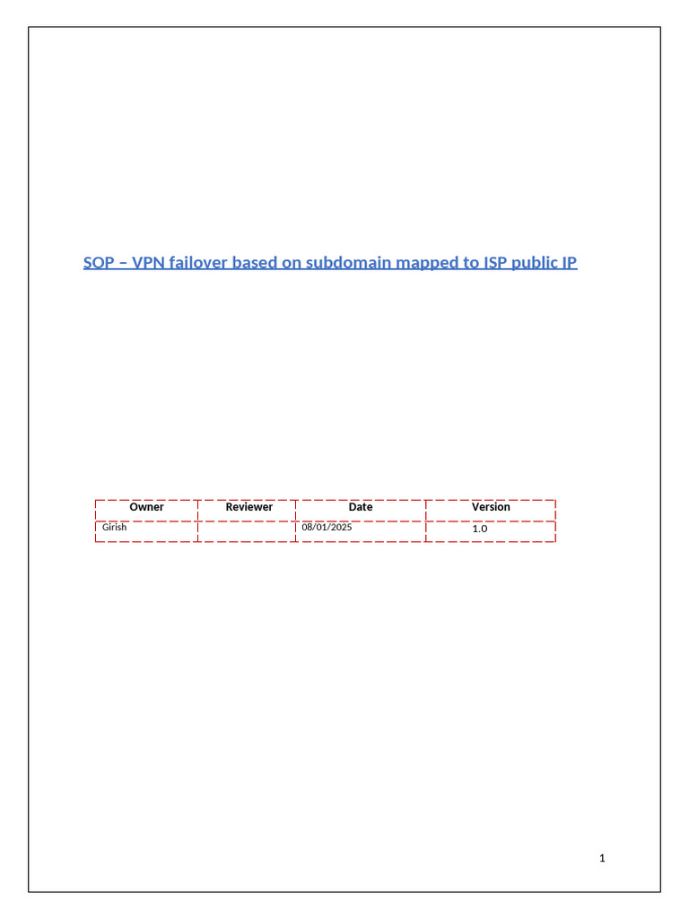 SOP - VPN Failover Based On Subdomain Mapped To ISP Public IP | PDF | Domain Name System ...
