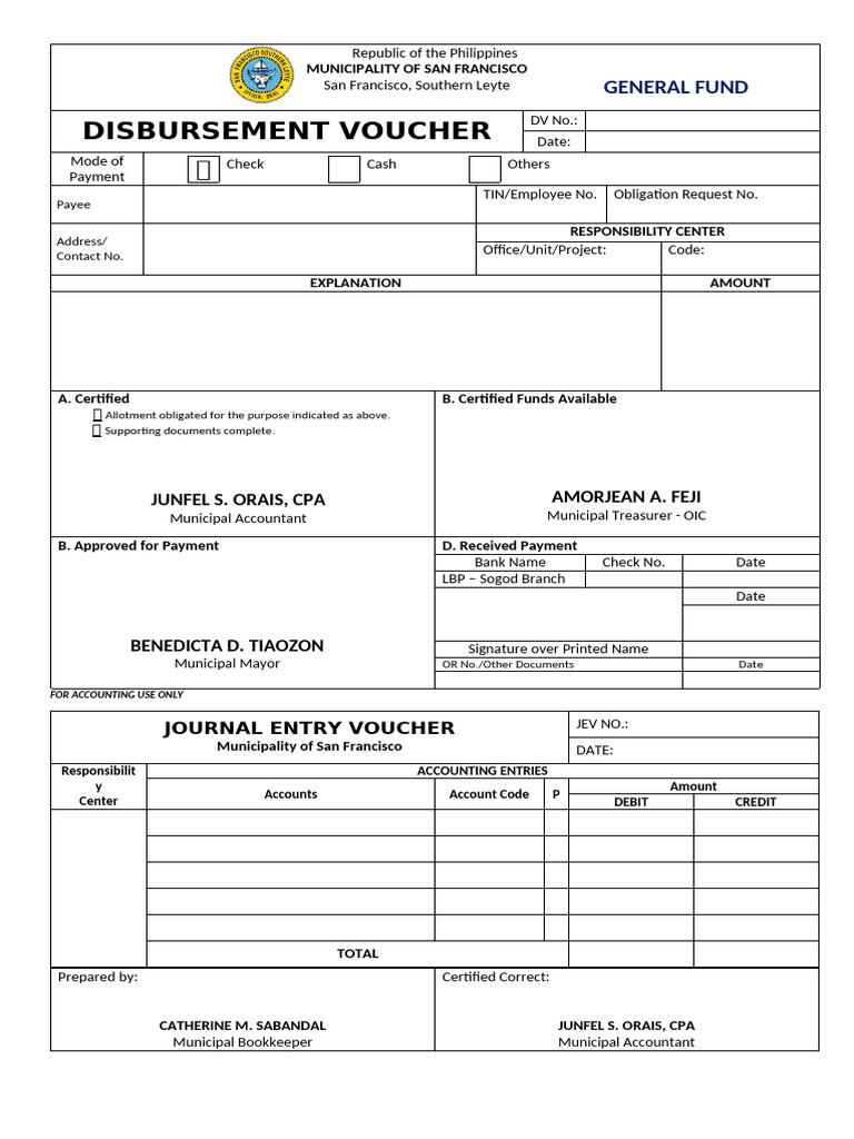 Disbursement Voucher Forms and Instructions | PDF | Payments ...