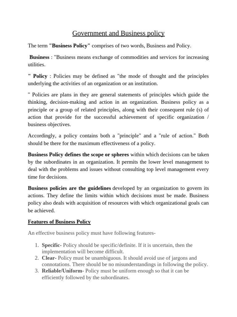 Government and Business Policy 2020 | PDF | Policy | Capitalism
