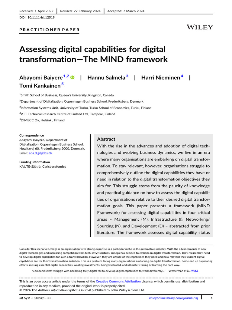 MIND Framework for Digital Capability Assessment | PDF | Performance ...