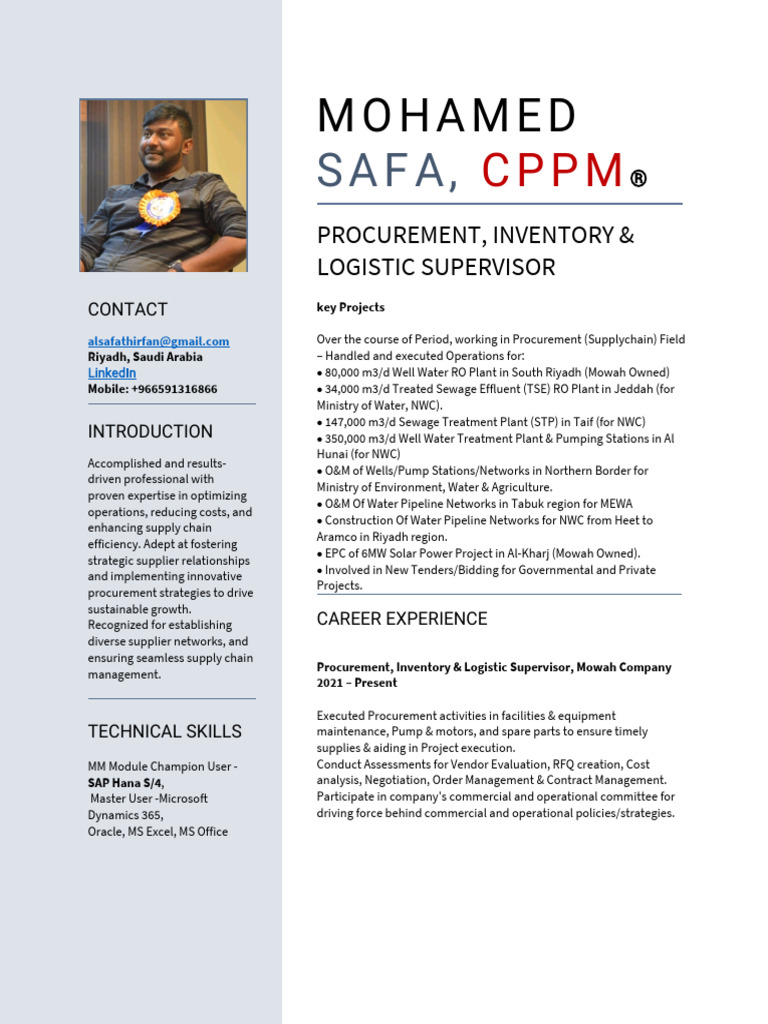 Mohd. Safa Procurement Engineer CV | PDF | Procurement | Supply Chain