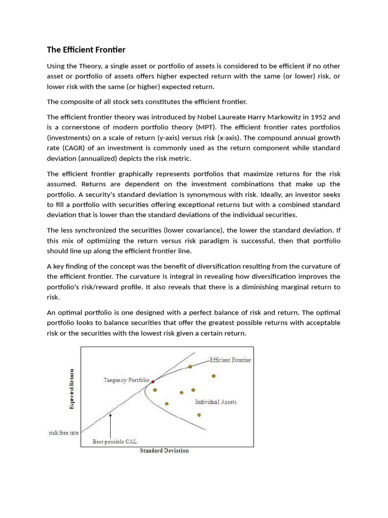 The Efficient Frontier | PDF | Modern Portfolio Theory | Financial Risk