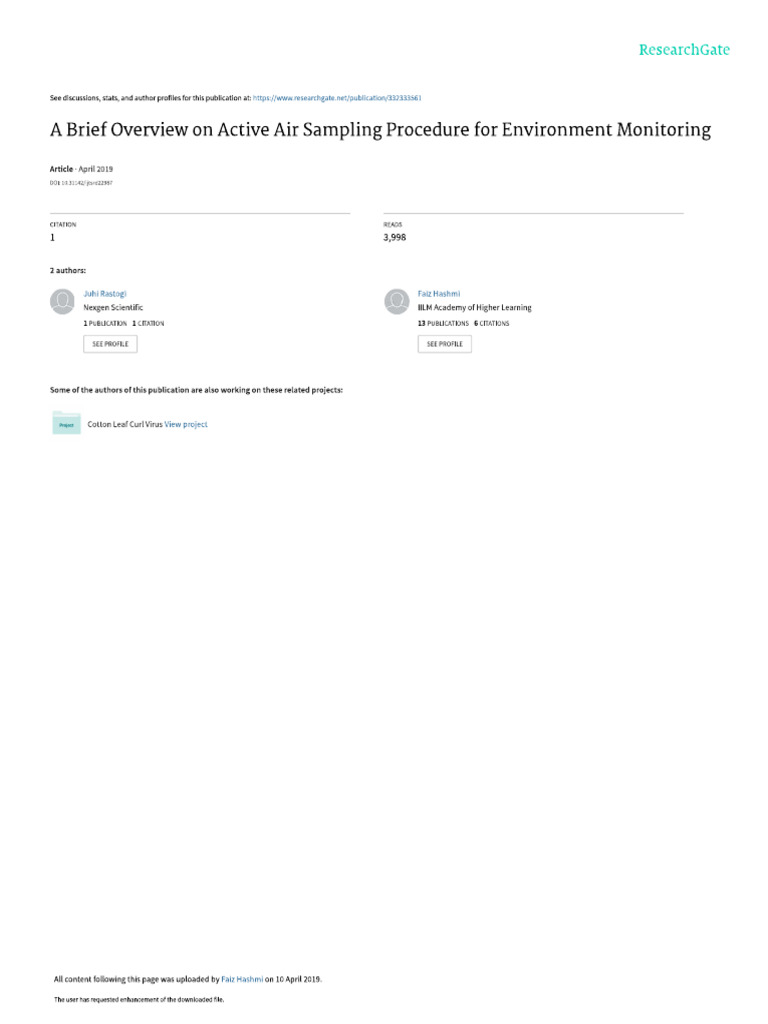 Active AIR Sampling Procedure | PDF