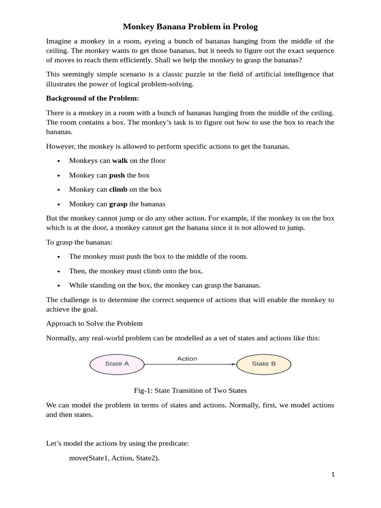 Monkey Banana Problem | PDF | Artificial Intelligence | Intelligence (AI) & Semantics