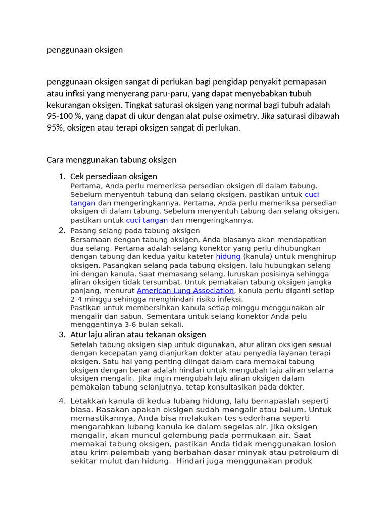 penggunaan oksigen | PDF