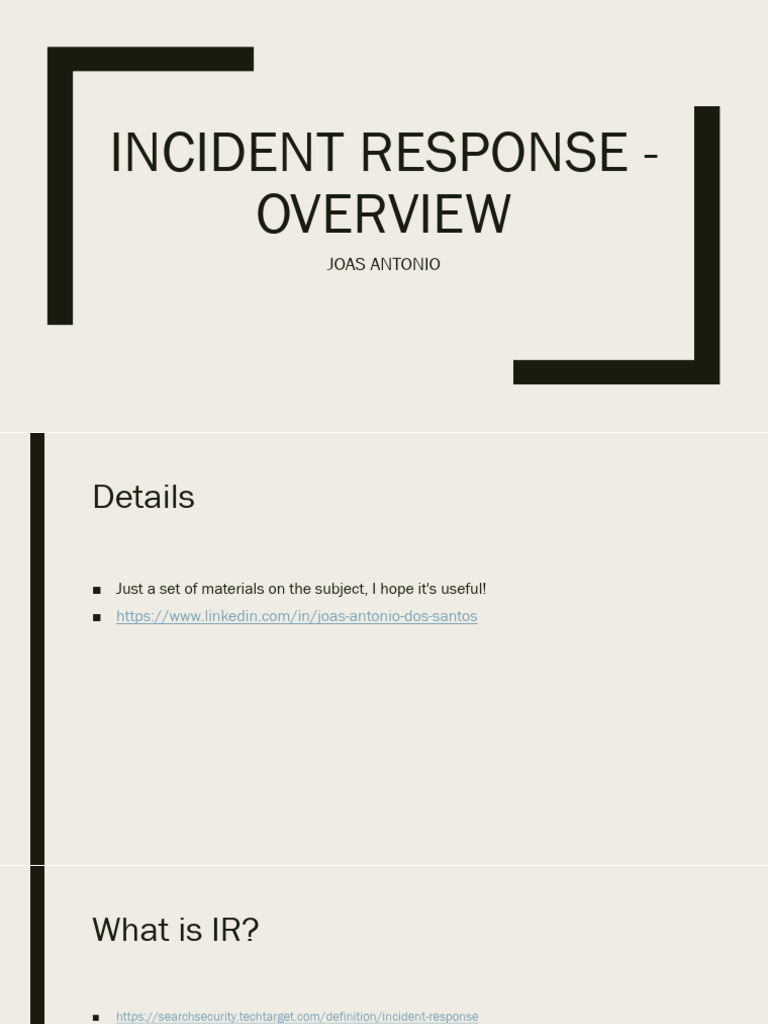 Incident Response Overview and Resources | PDF