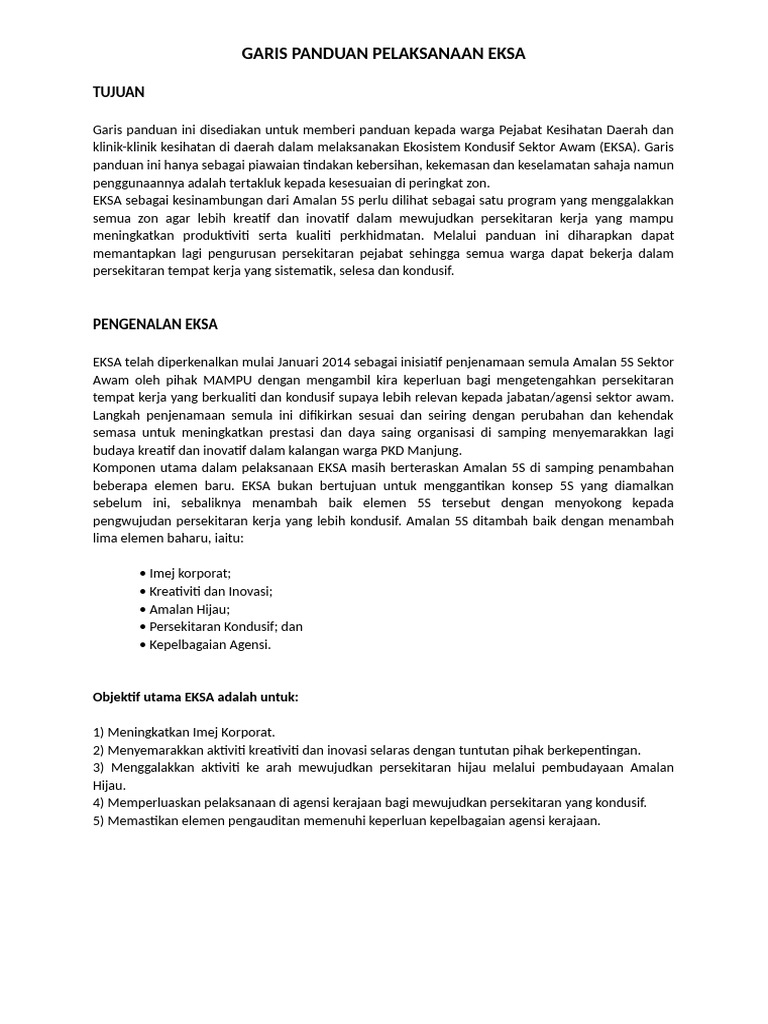 Garis Panduan Pelaksanaan Eksa | PDF