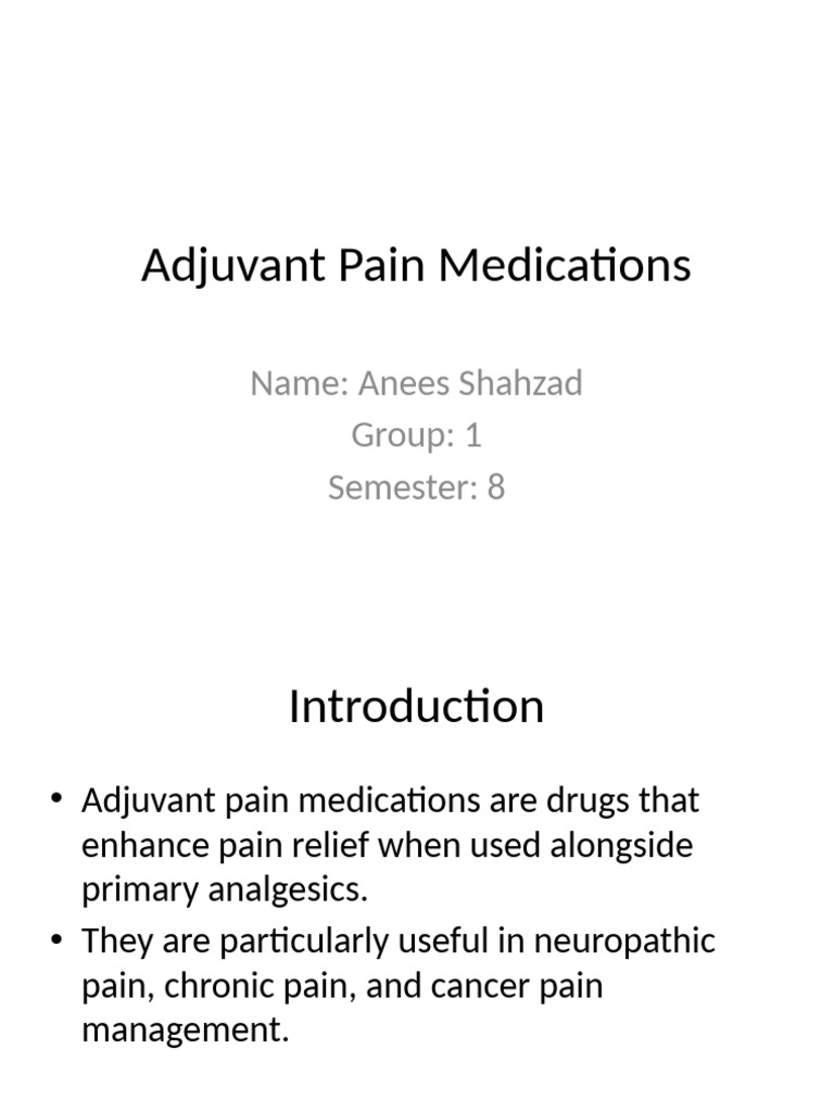 Adjuvant Pain Medications Overview | PDF