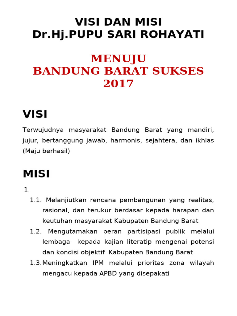 VISI Misi Pupu | PDF
