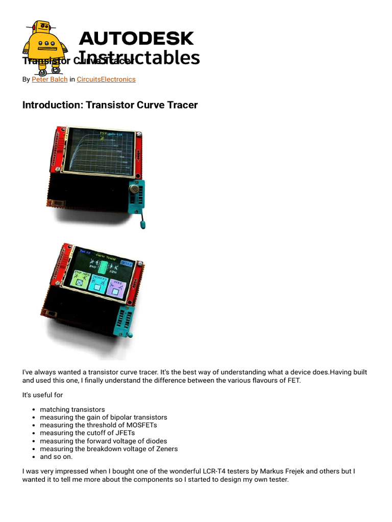 Transistor Curve Tracer - 7 Steps (With Pictures) - Instructables | PDF ...