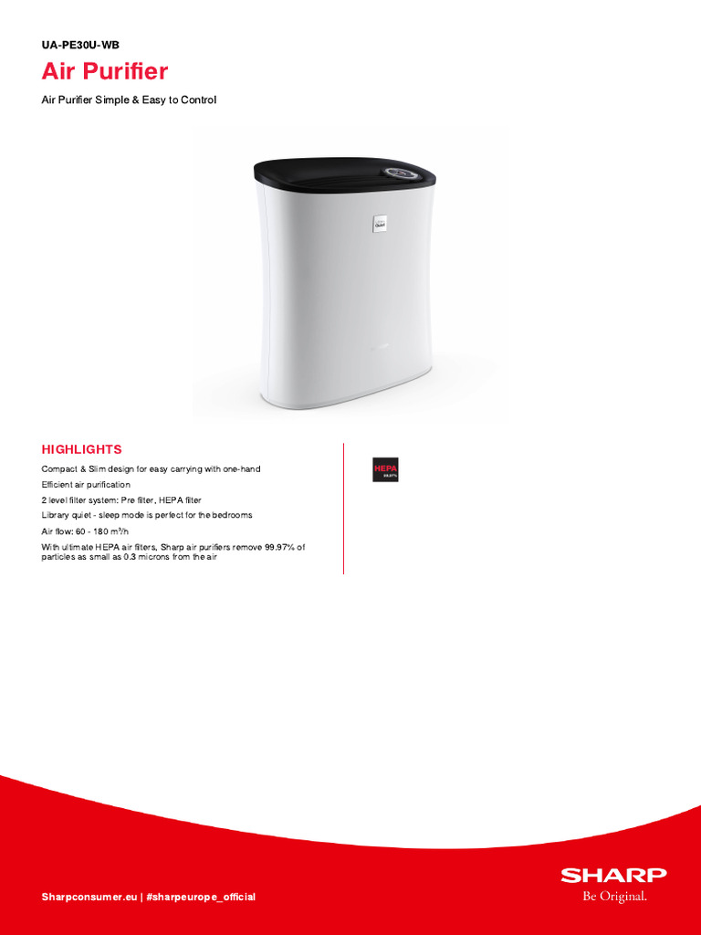 Sharp HEPA Air Purifier Overview | PDF | Pallet | Manufactured Goods