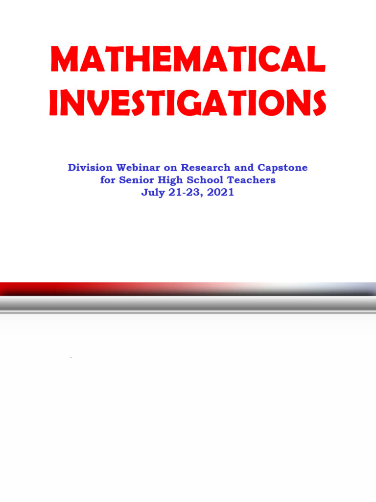 Mathematical Investigation Project - Research and Capstone | PDF ...