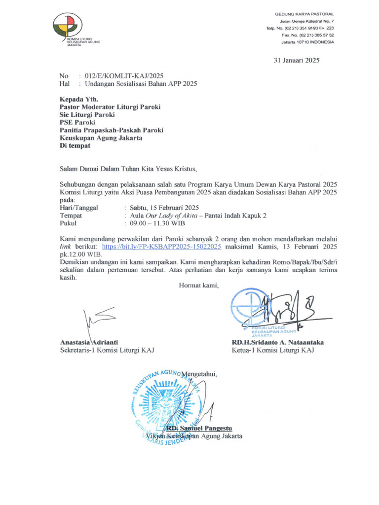 2025 - E012 - Undangan Sosialisasi Bahan APP 2025 | PDF