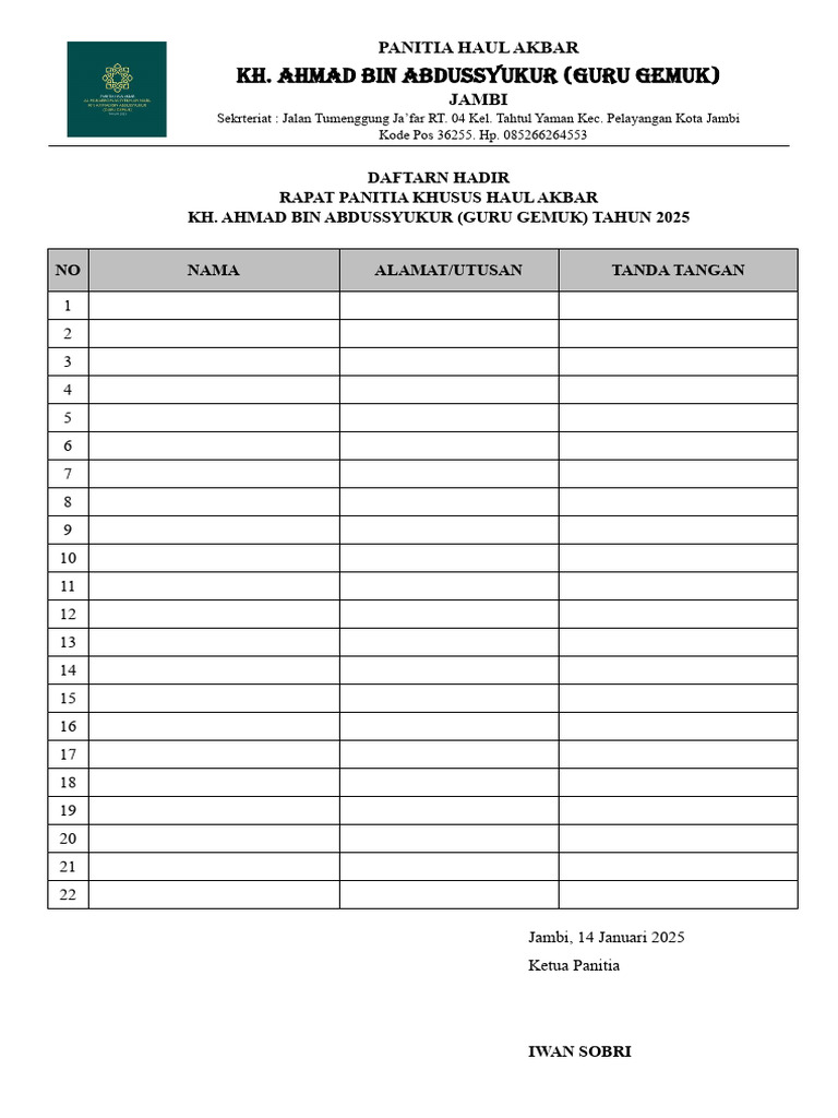 Absensi Rapat ke 3 | PDF